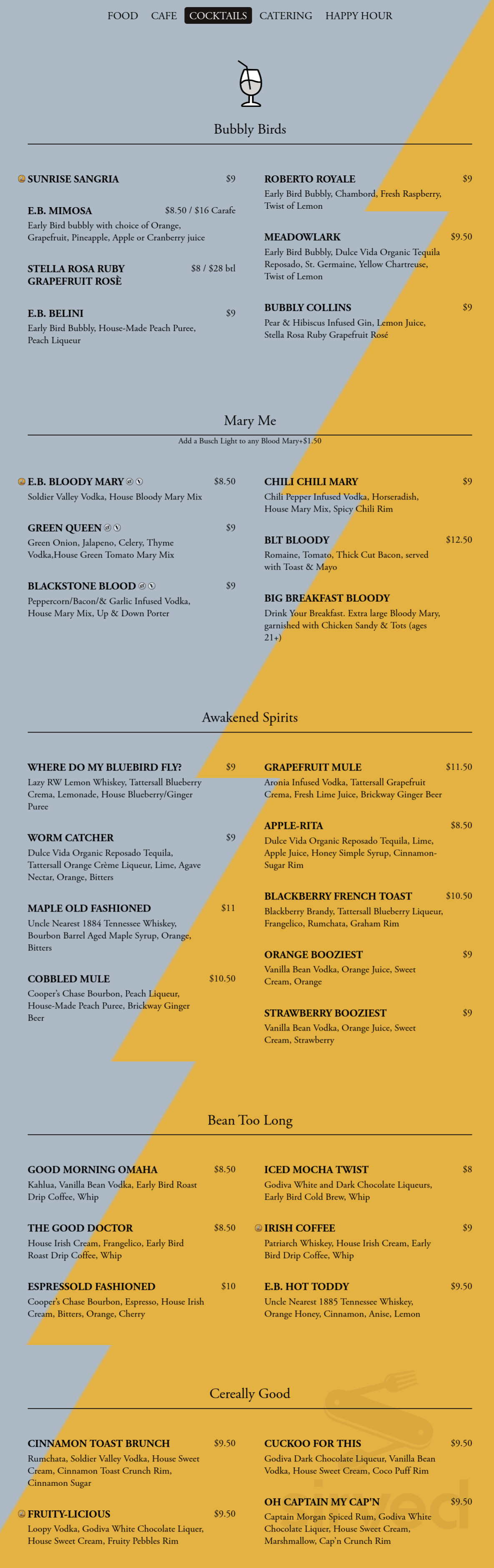 Menu for Early Bird Brunch in West Des Moines, IA | Sirved