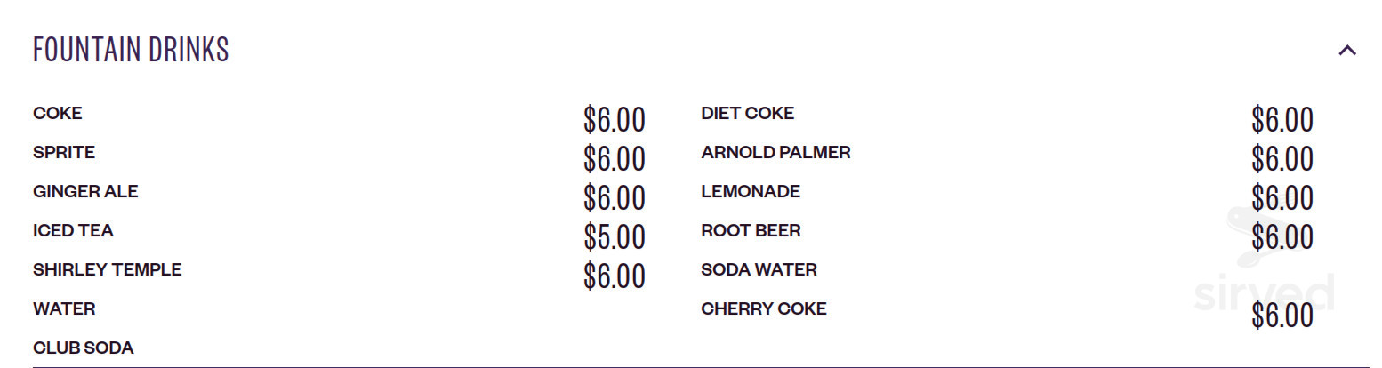 IPIC Theaters menu in Redmond, Washington, USA