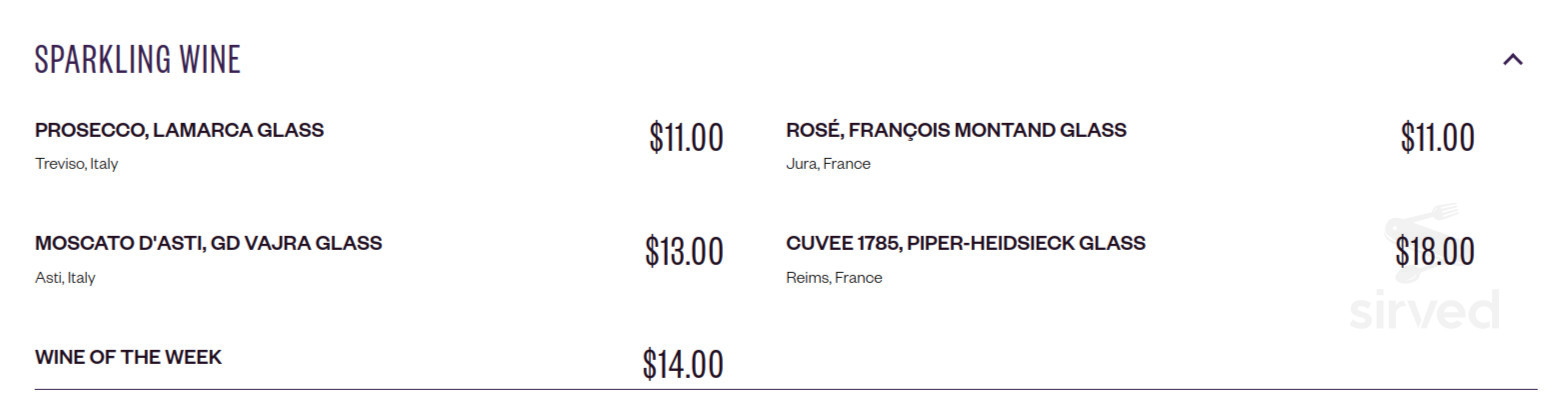 IPIC Theaters menu in Redmond, Washington, USA