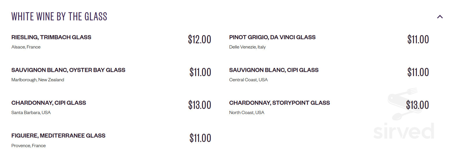 IPIC Theaters menu in Redmond, Washington, USA