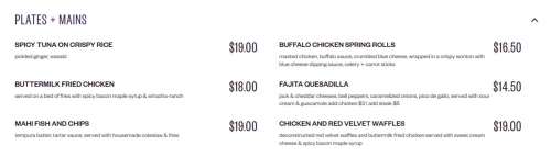 IPIC Theaters menu in Redmond, Washington, USA