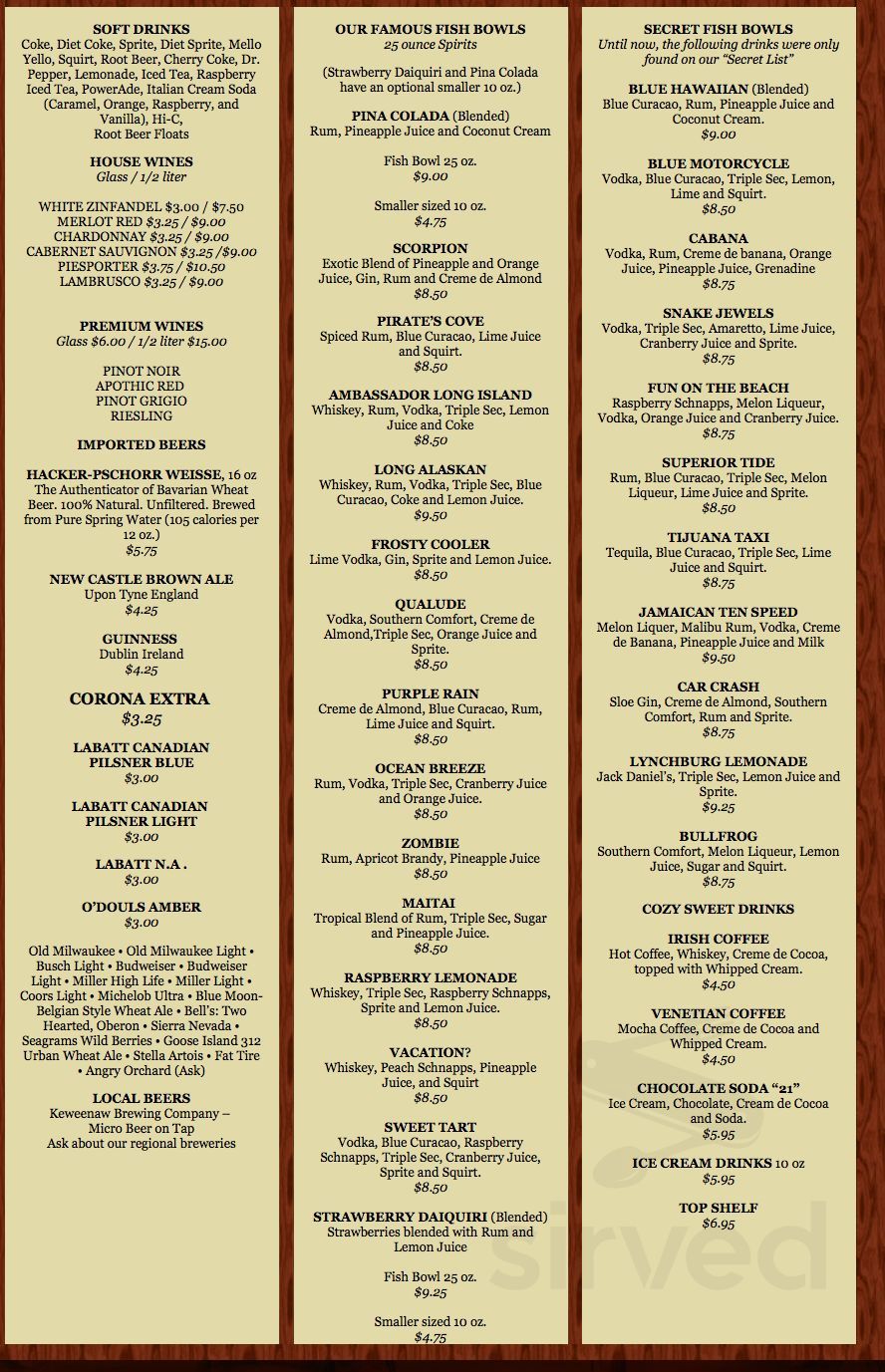 Ambassador Restaurant menu in Houghton, Michigan, USA