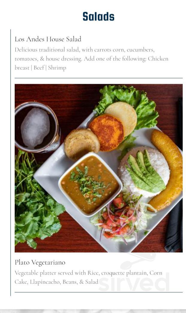 Los Andes Latin Bistro menu in Minneapolis, Minnesota, USA