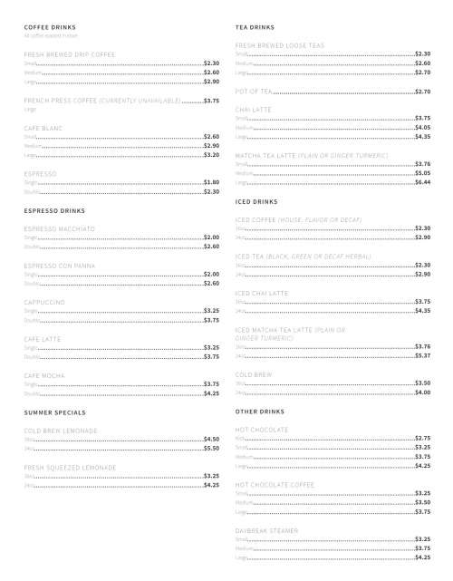 Daybreak Coffee Roasters menu in Glastonbury, Connecticut, USA
