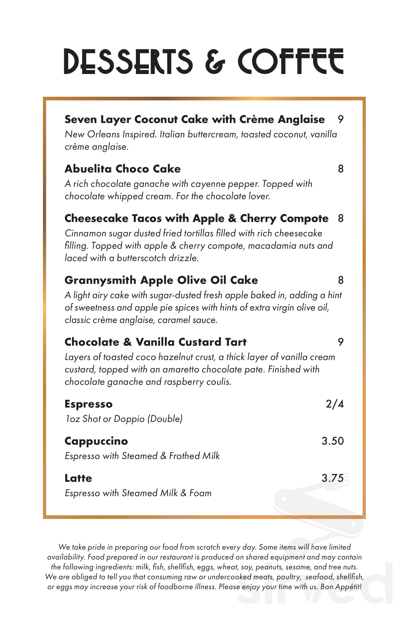 Menu - Lubbock TX's Rave On | Sirved