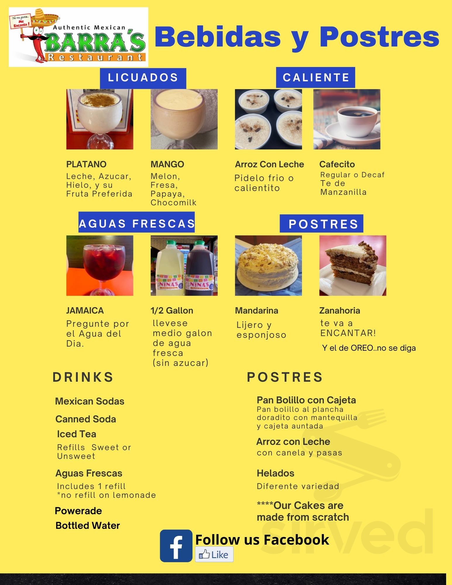 Ibarra's Restaurant menu in McAllen, Texas, USA