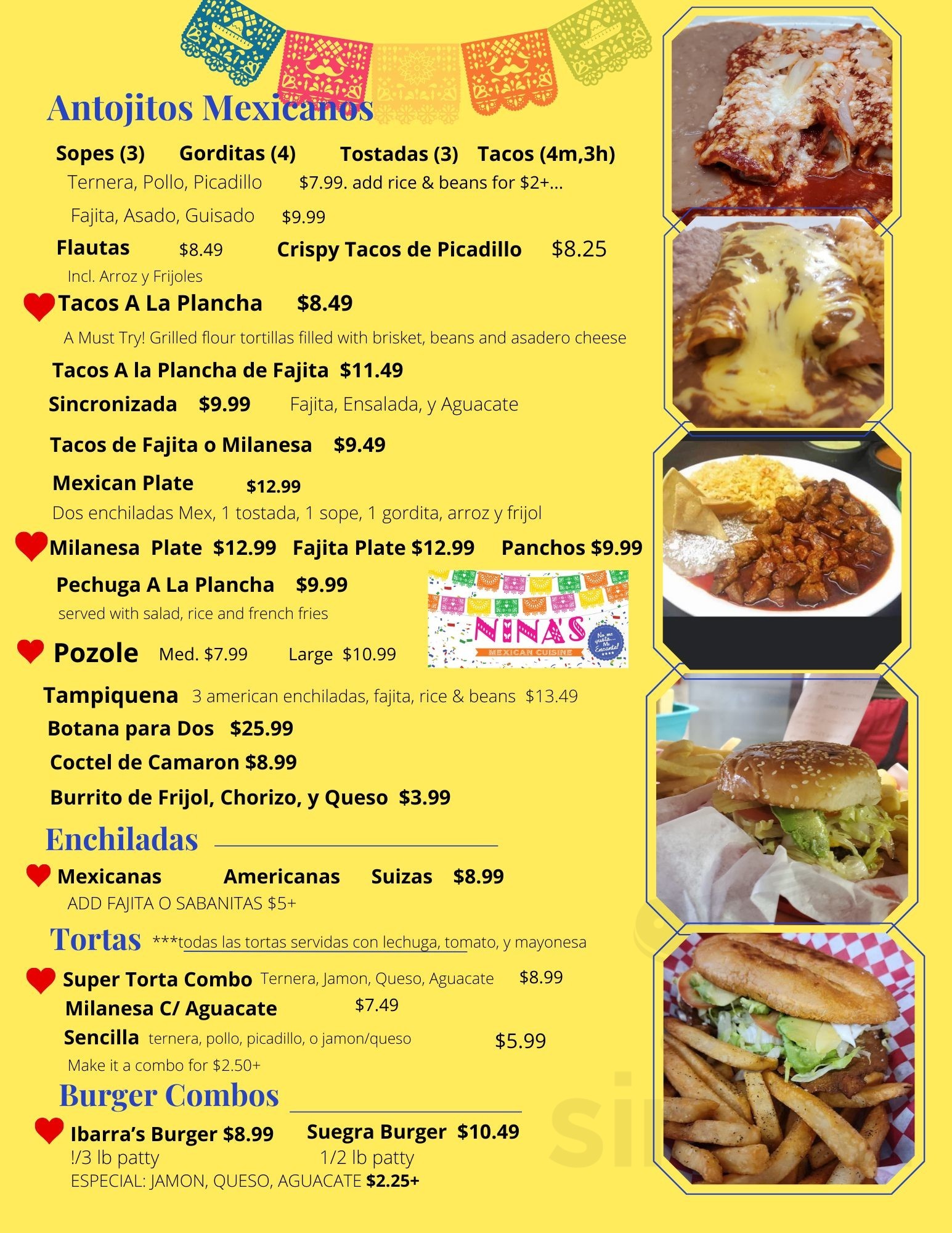 Ibarra's Restaurant menu in McAllen, Texas, USA