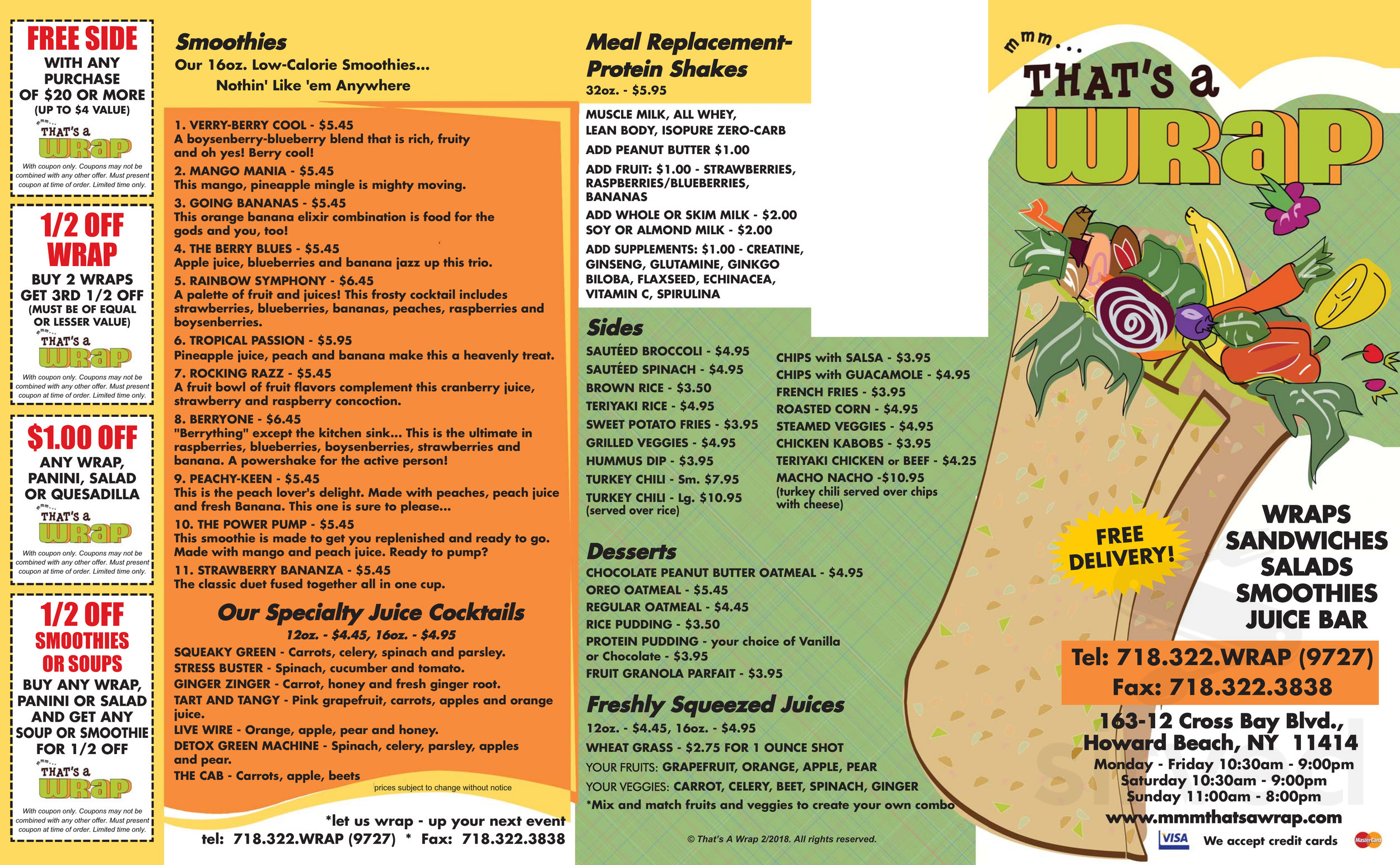 Menu - Queens NY's MMM That's A Wrap | Sirved