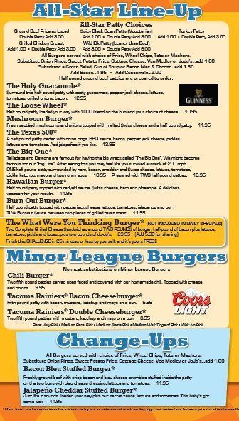 The Loose Wheel - Puyallup's Pit Stop menu in Puyallup, Washington, USA