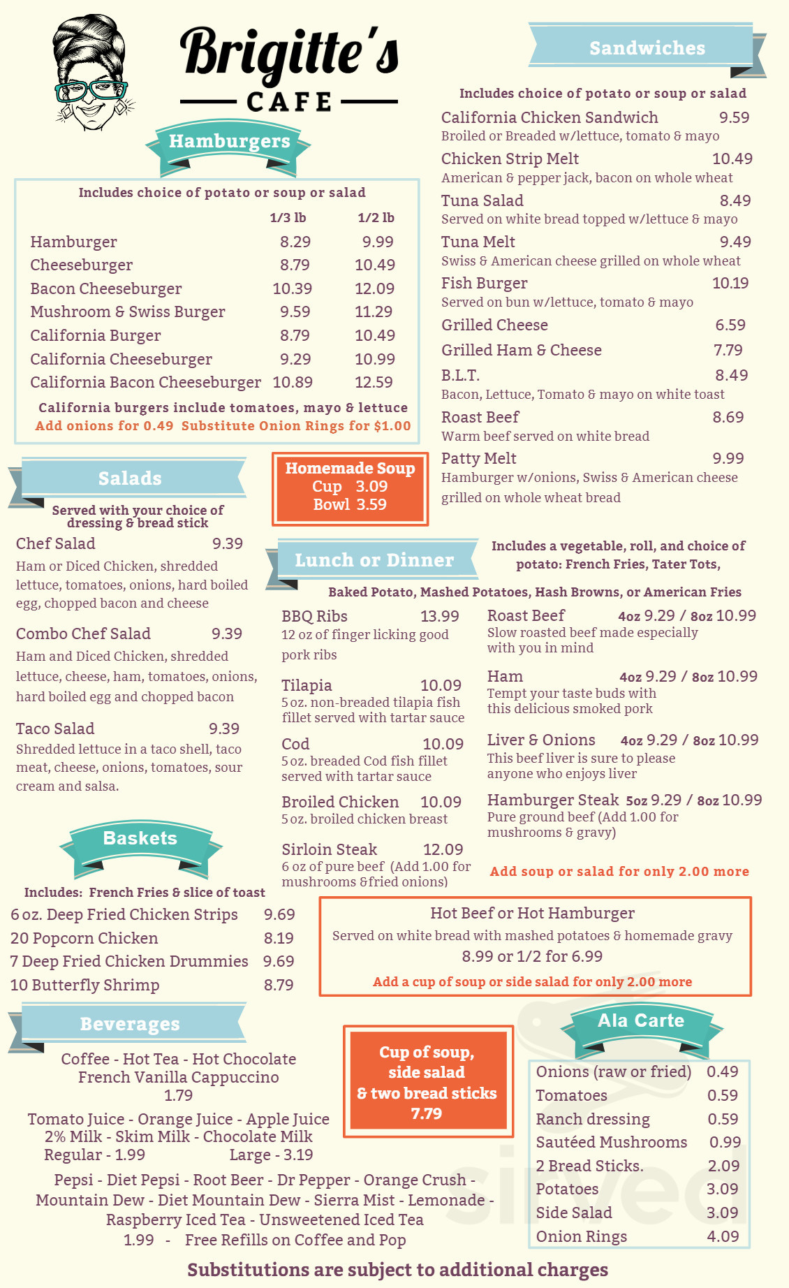 Brigitte's Cafe menu in St Cloud, Minnesota, USA