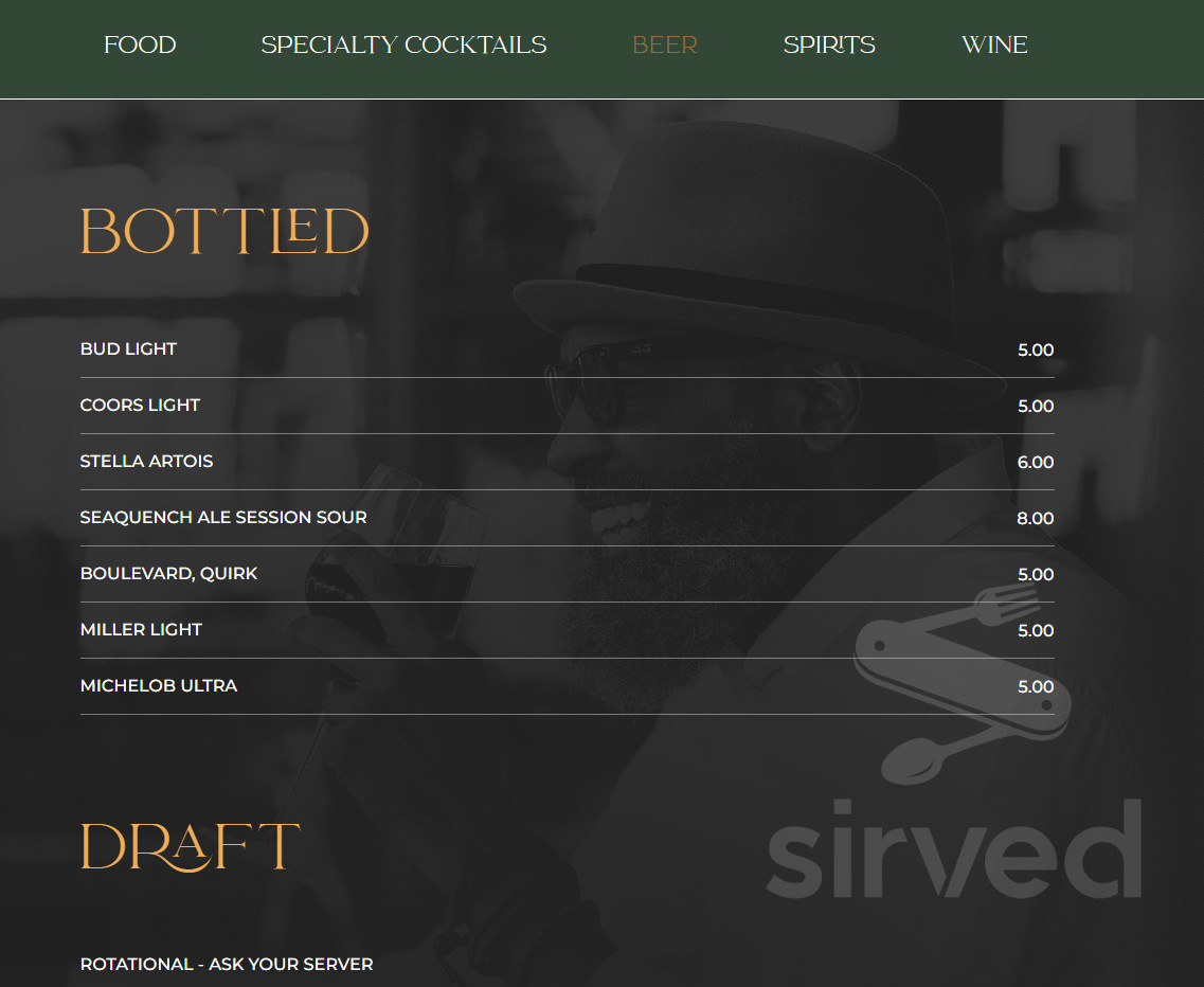 Vantage Rooftop Lounge and Conservatory menu in Springfield, Missouri, USA