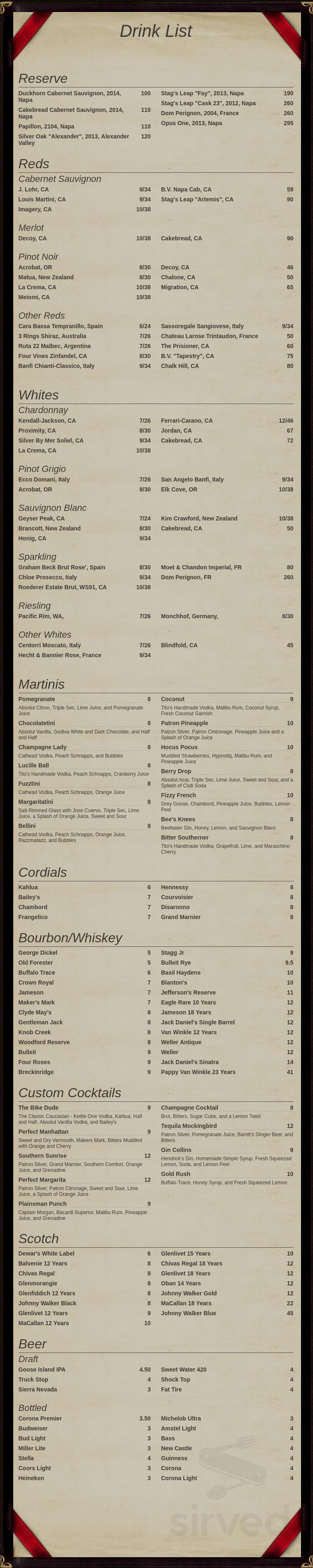 Menu for Hamilton's On Ogletree in Auburn, AL | Sirved