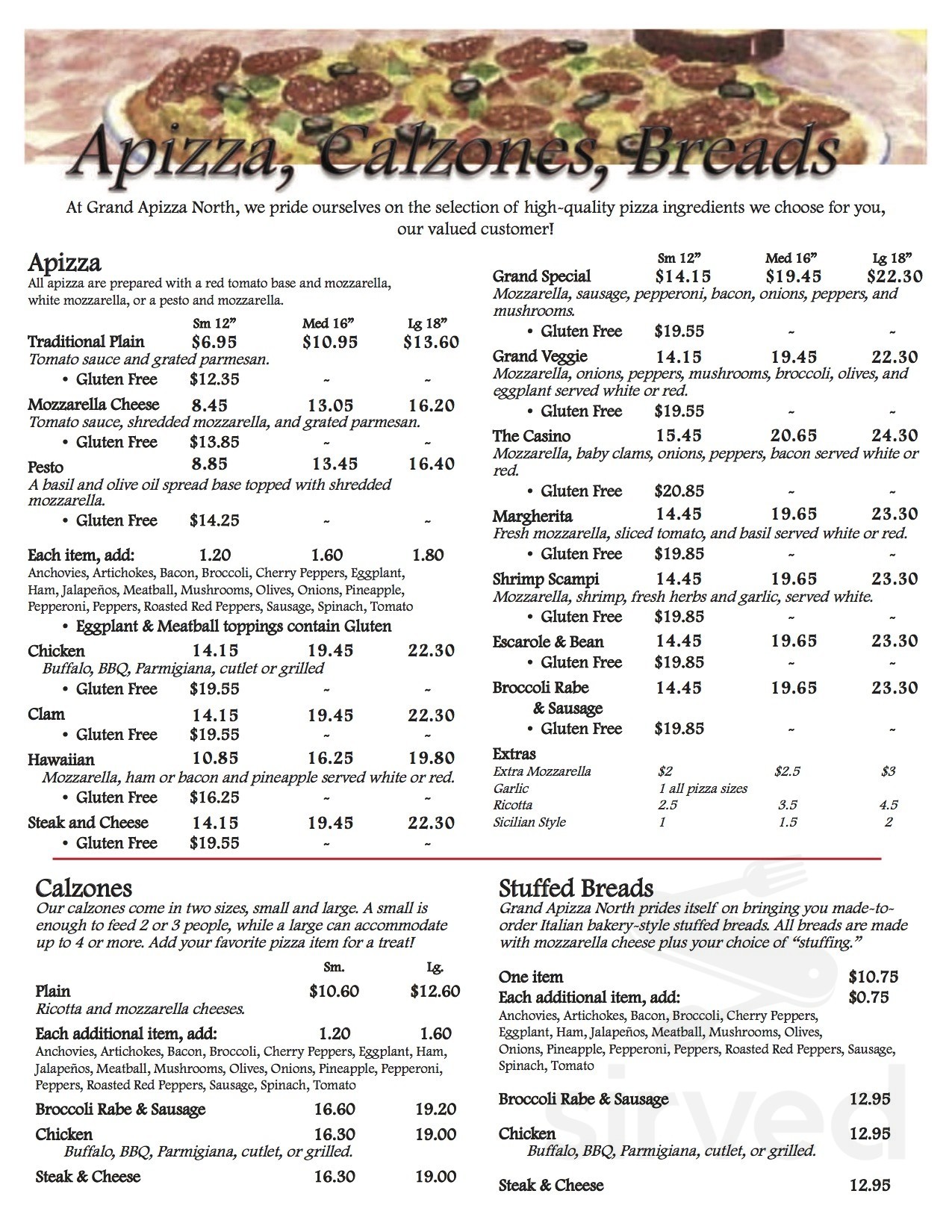 Menu - North Haven CT's Apizza Grande North Haven | Sirved