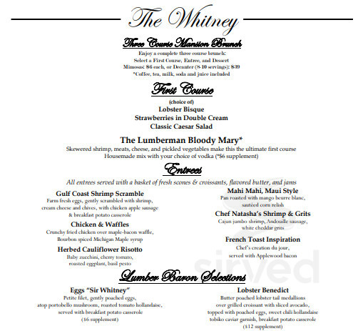 The Whitney menus in Detroit, Michigan, United States