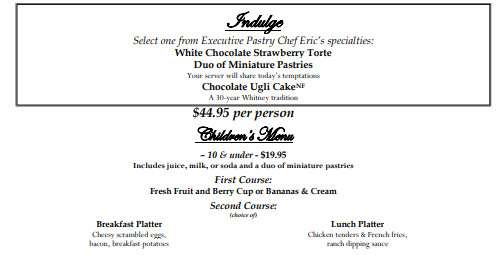 The Whitney menu in Detroit, Michigan, USA