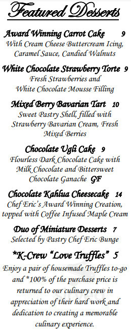 The Whitney menu in Detroit, Michigan, USA