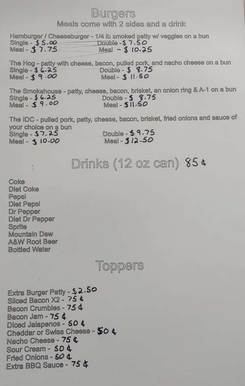 IDC BBQ (Food Trailer) menu in Mena, Arkansas, USA