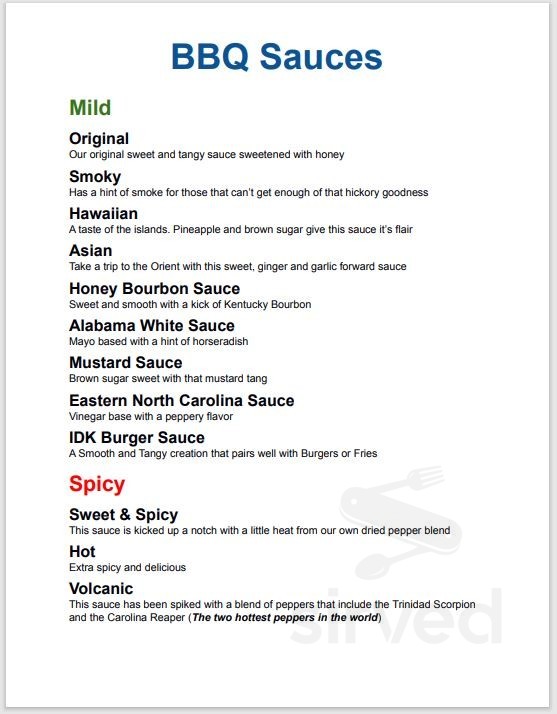 IDC BBQ (Food Trailer) menu in Mena, Arkansas, USA