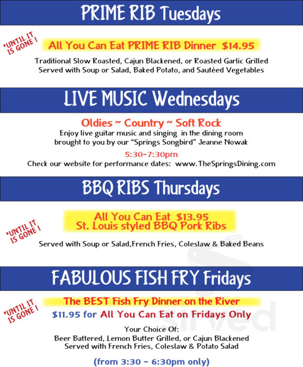 Menu - Parker AZ's The Springs Dining | Sirved