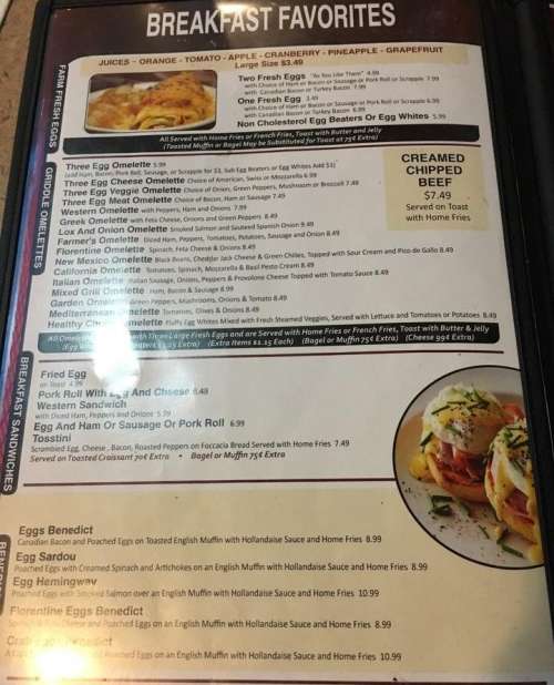 Club House Diner menu in Bensalem, Pennsylvania, USA