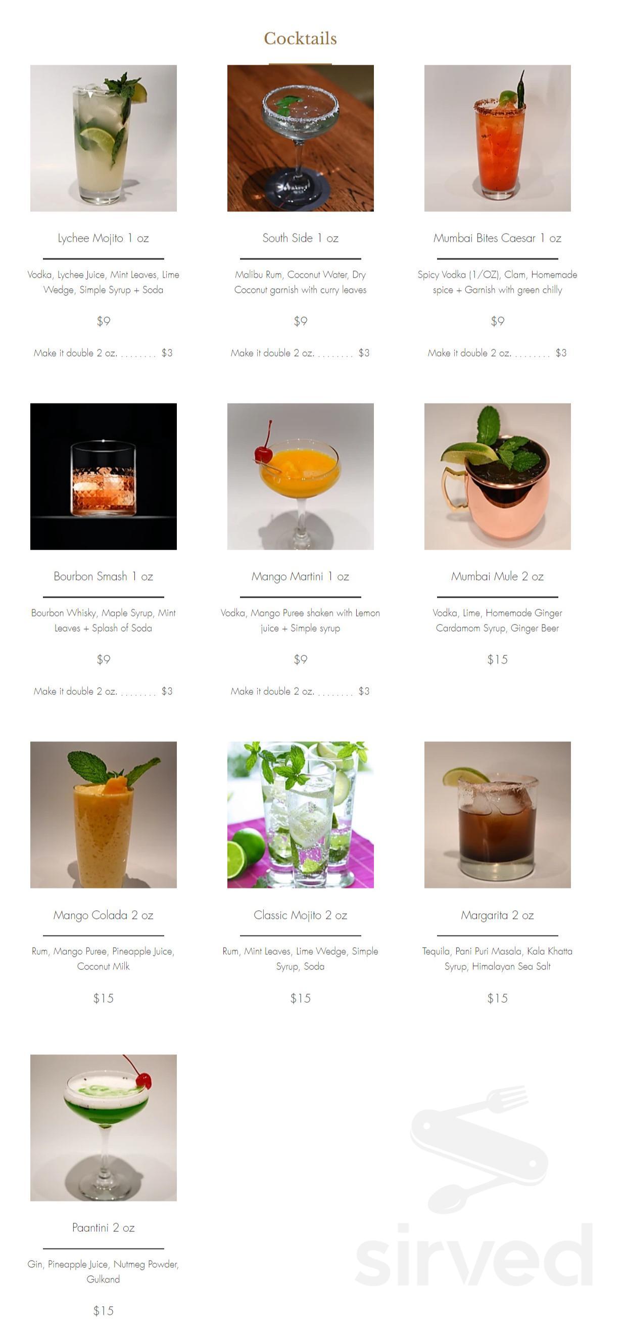 Mumbai Bites menu in Calgary, Alberta, Canada