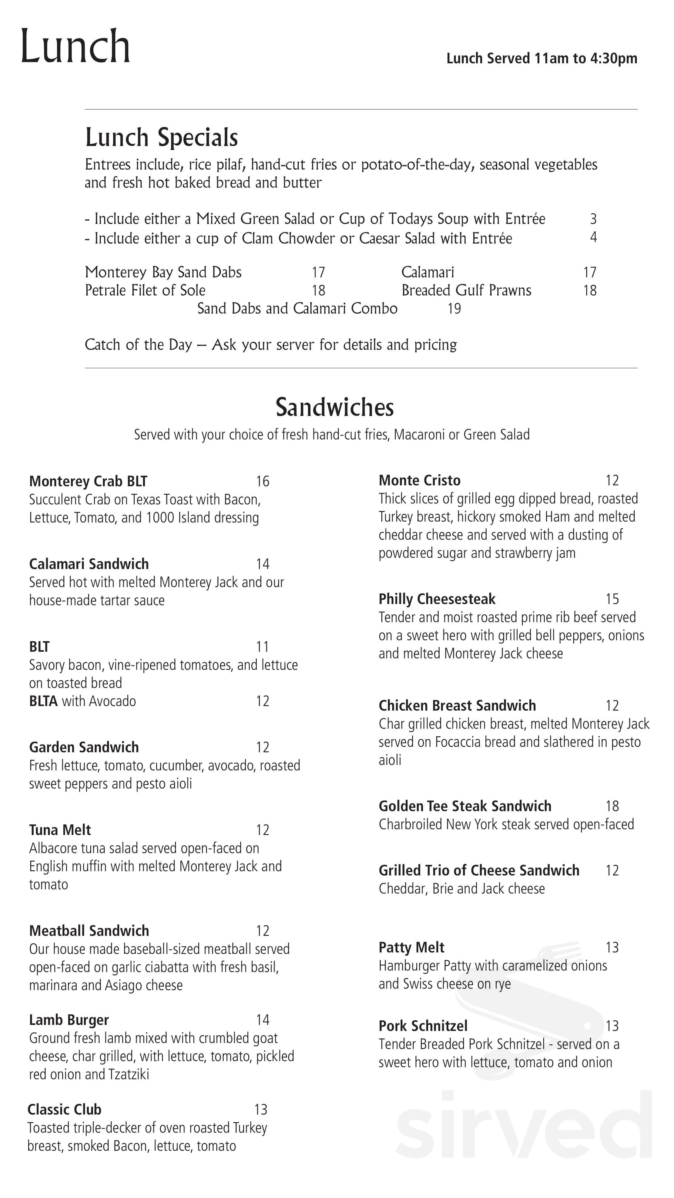 Woody's At The Airport menu in Monterey, California, USA