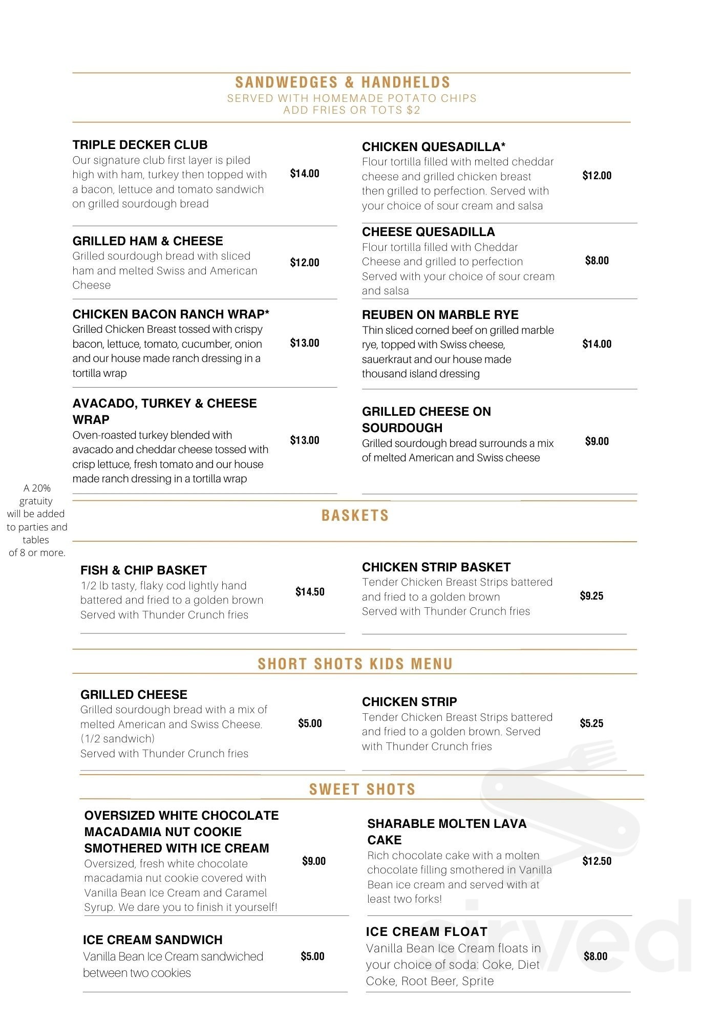 Menu - Pierson MI's Whitefish Lake Grill | Sirved