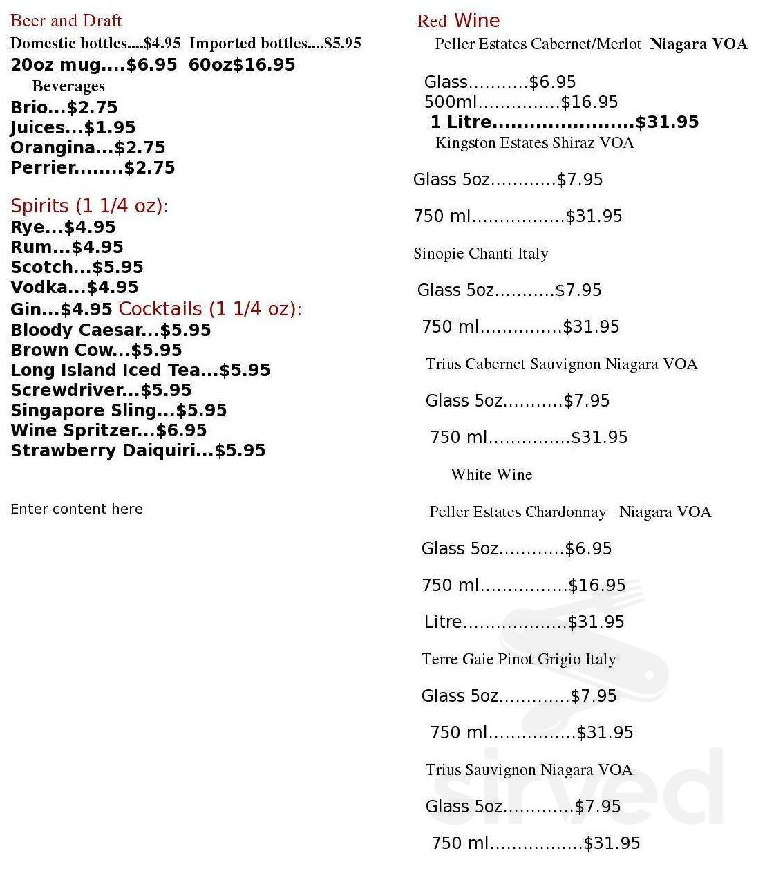 Menu for Colonnade Pizza Carling - Ottawa, ON | Sirved