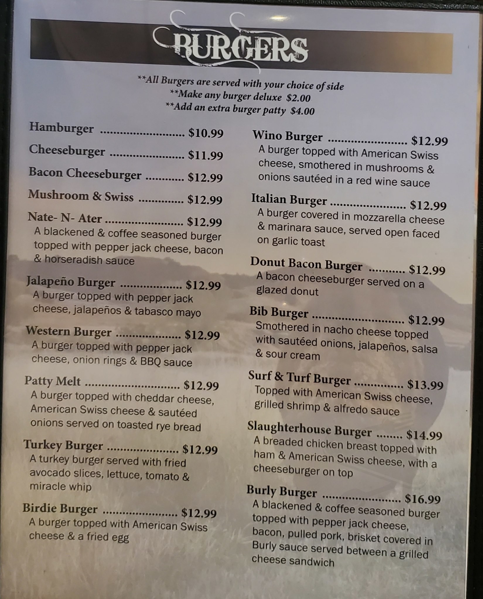Burly's Roughrider Bar & Steakhouse LLC menus in Belfield, North Dakota ...