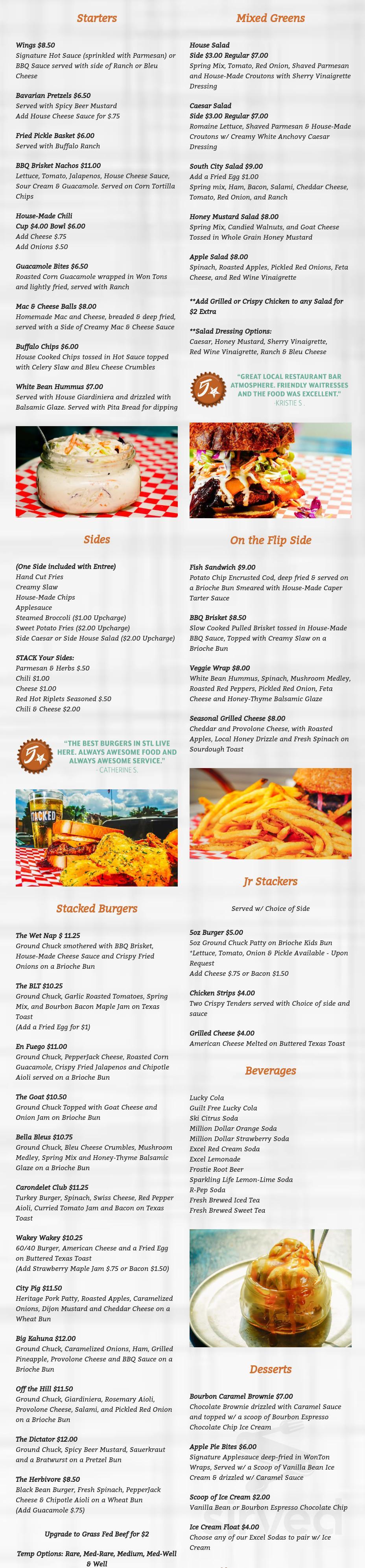 Stacked STL menu in St. Louis, Missouri, USA