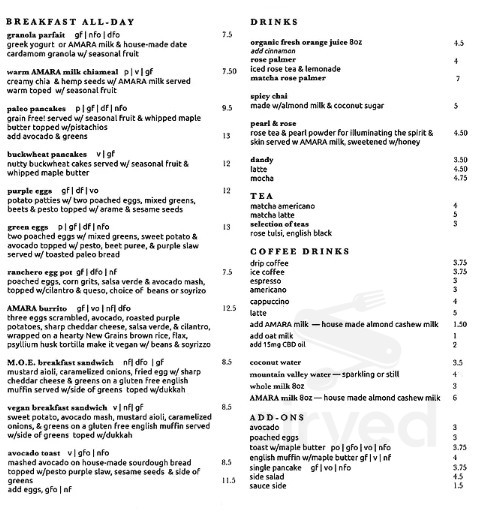 Amara Kitchen menu in Altadena, California, USA