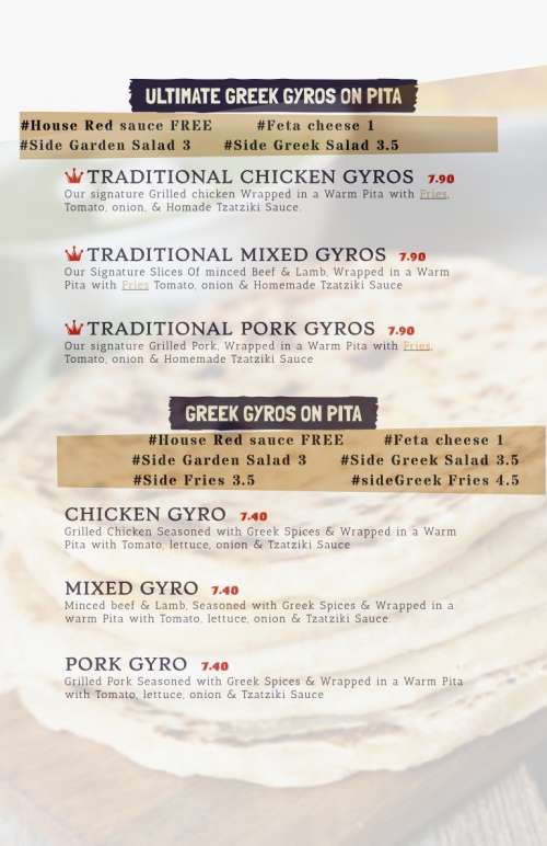 Greek & Go menu in St Thomas, Ontario, Canada
