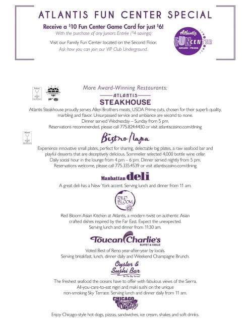 Purple Parrot menu in Reno, Nevada, USA