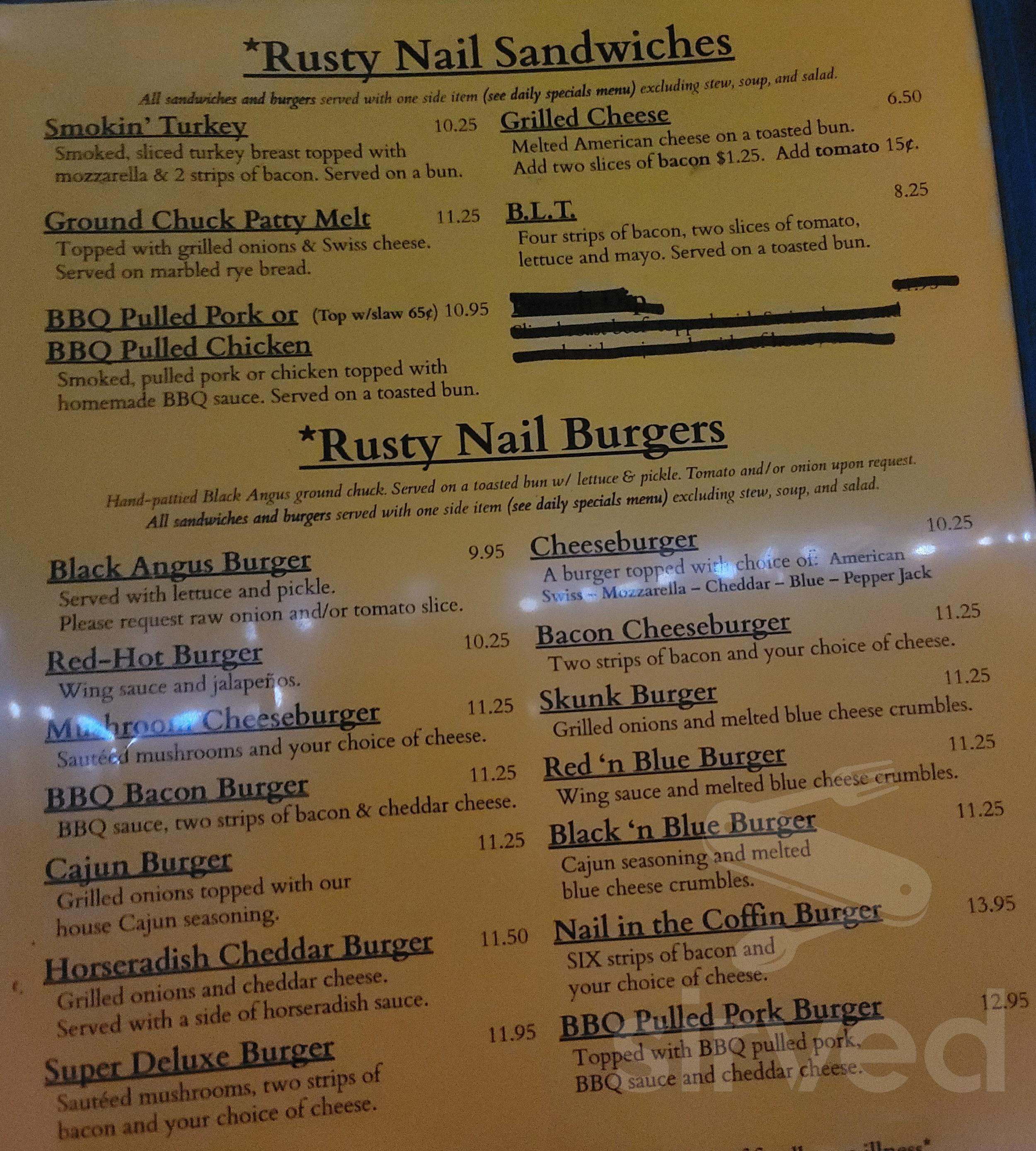 Menu - Atlanta GA's The Rusty Nail Pub | Sirved