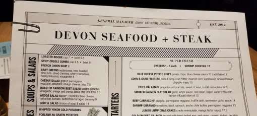 Devon Seafood & Steak Menu - Oakbrook Terrace, Illinois | Sirved