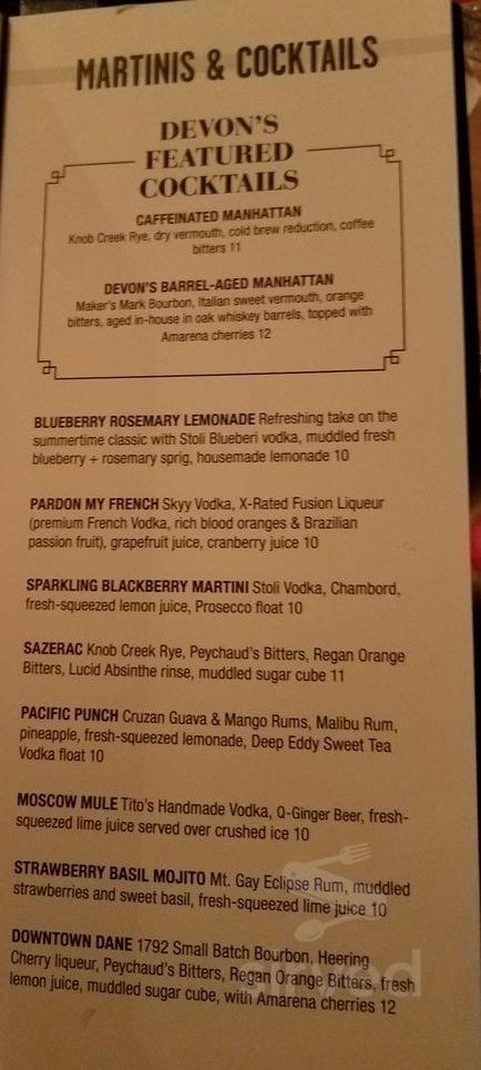 Devon Seafood & Steak Menu - Oakbrook Terrace, Illinois | Sirved
