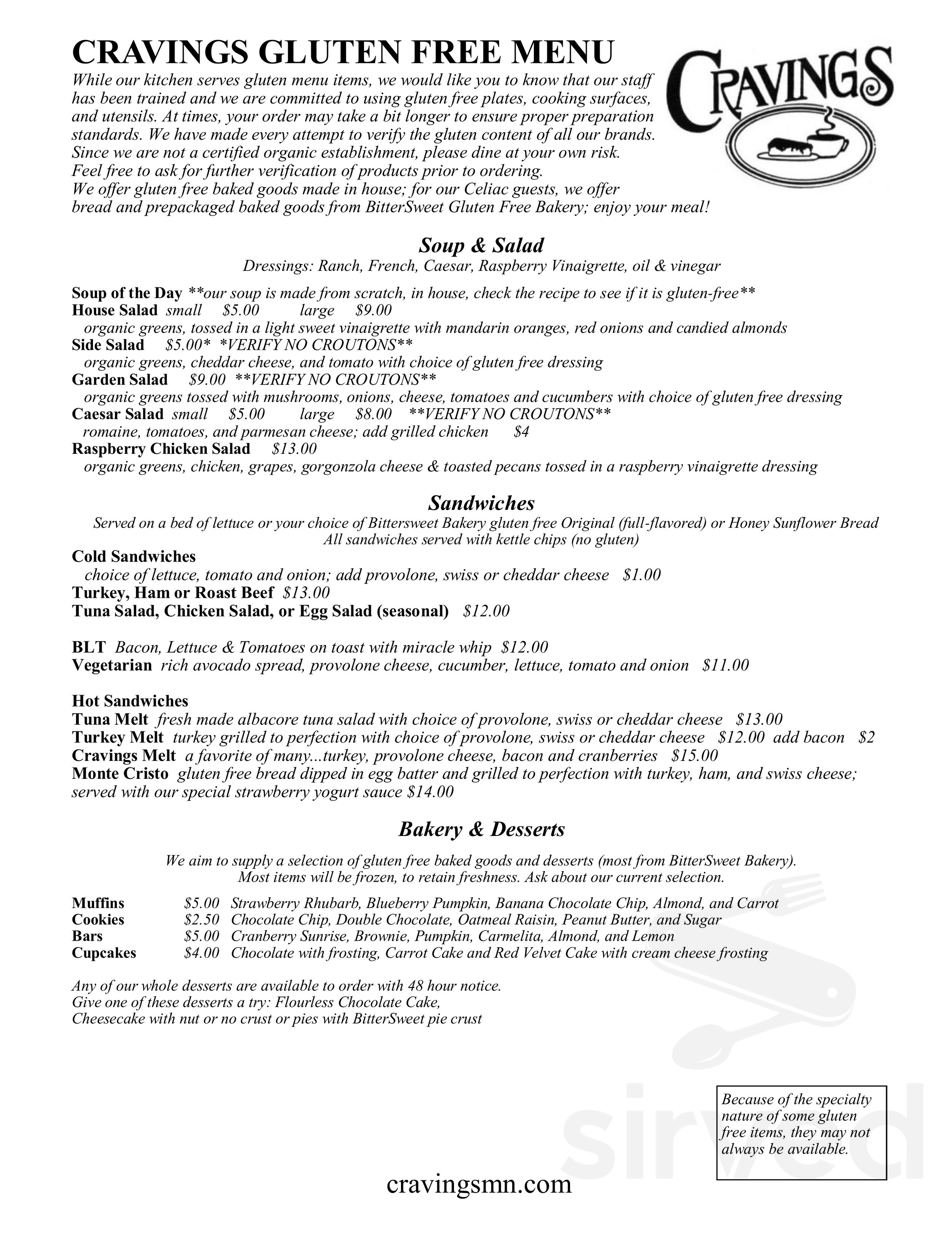 Menu - White Bear Lake MN's Cafe Cravings | Sirved