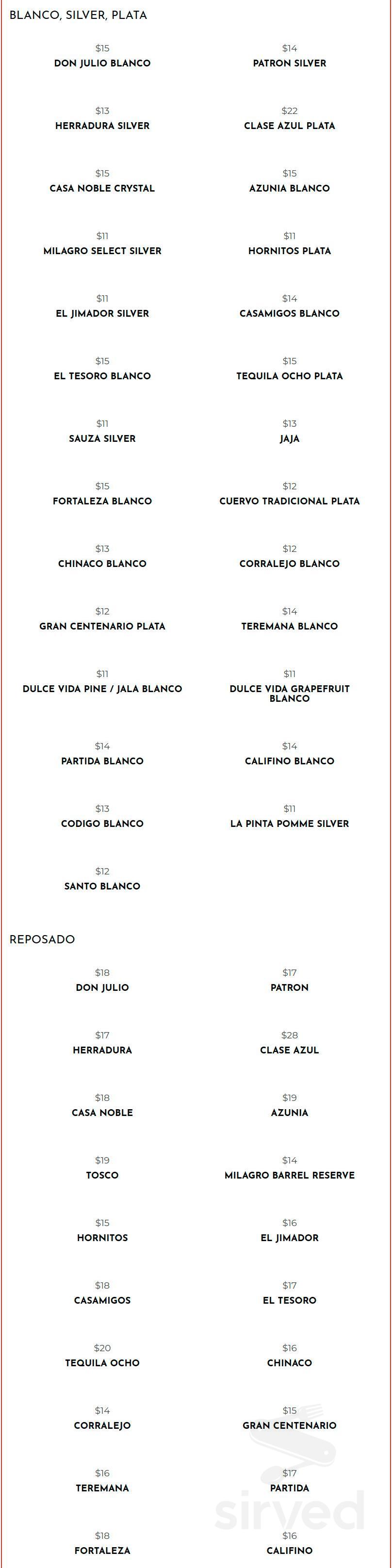 Asada Cantina + Kitchen menu in San Clemente, California, USA