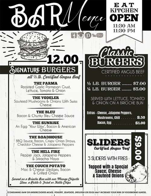 Social Junkie menu in Chicago, Illinois, USA