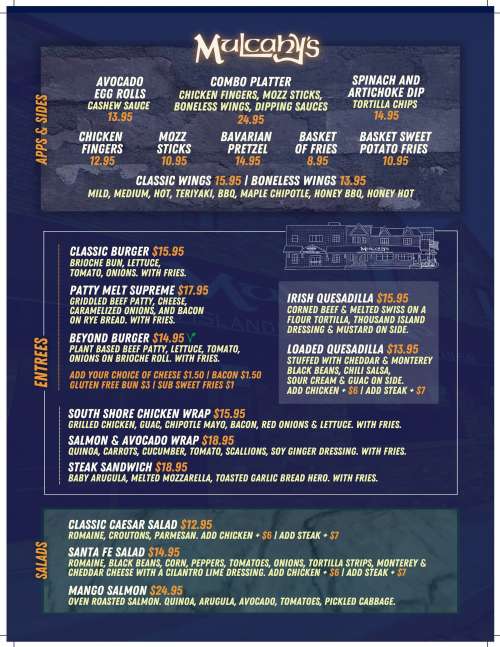 Mulcahy's Pub and Concert Hall menu in Wantagh, New York, USA