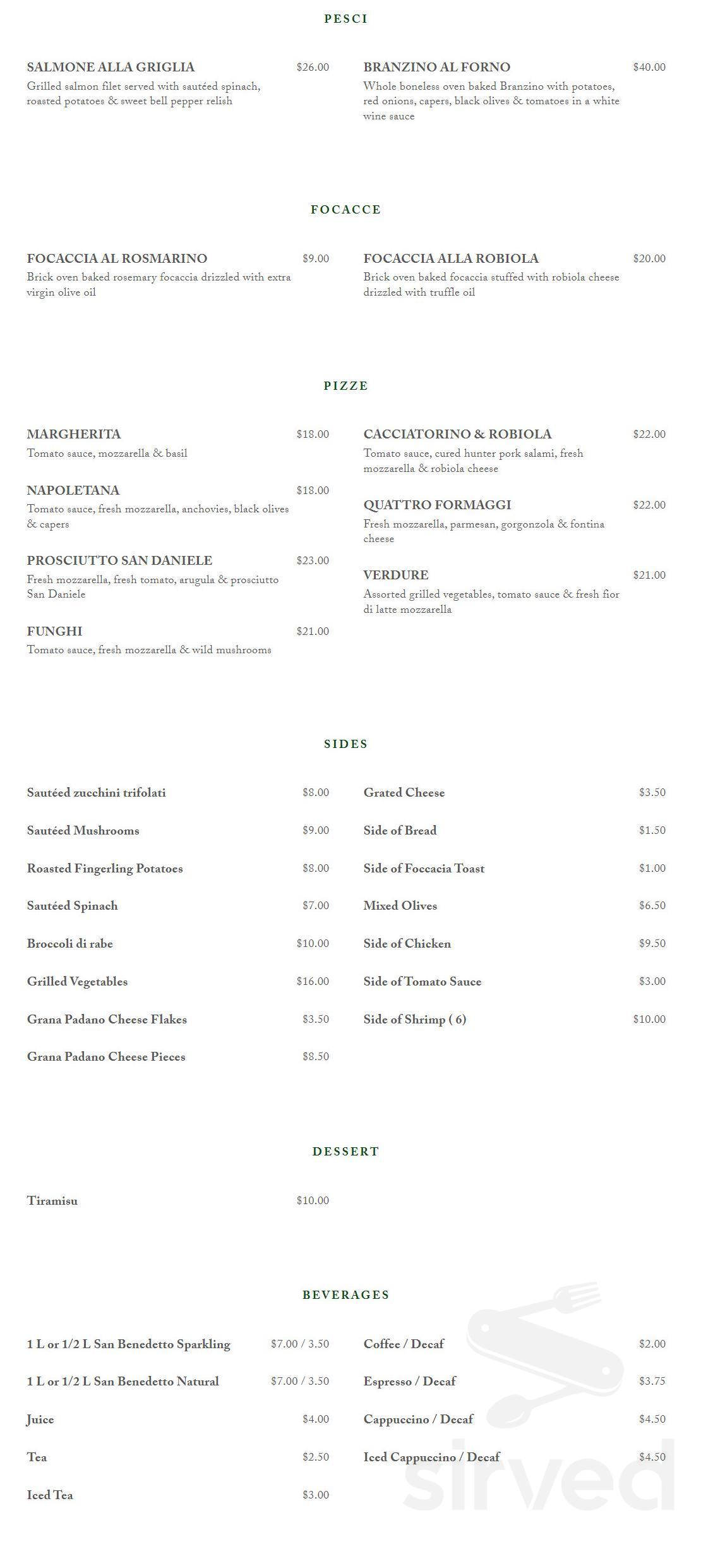 Osteria Laguna menu in New York, New York, USA