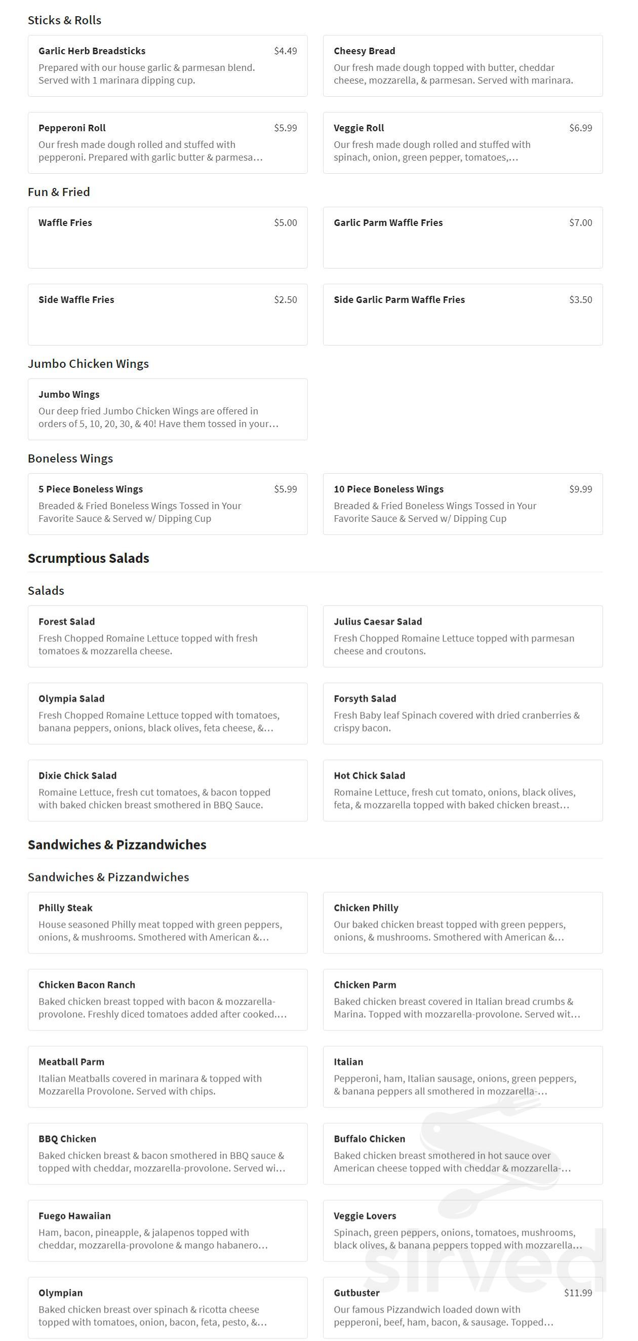 Menu - Georgetown SC's Southern Pizza Company | Sirved