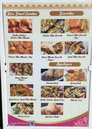 Namaste Food Truck menu in Sacramento, California, USA