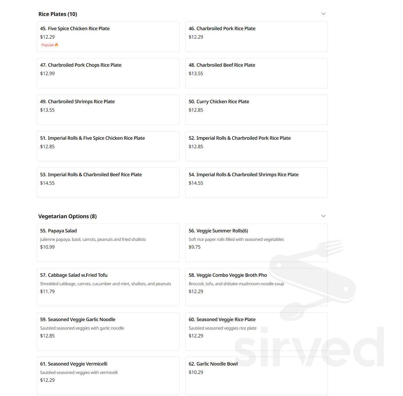 Perilla menu in San Francisco, California, USA