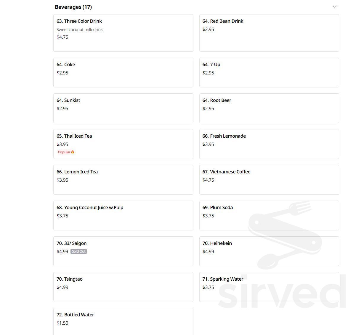 Perilla menu in San Francisco, California, USA