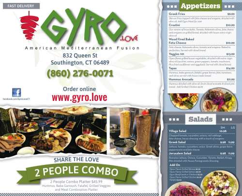 Gyro Love menu in Avon, Connecticut, USA