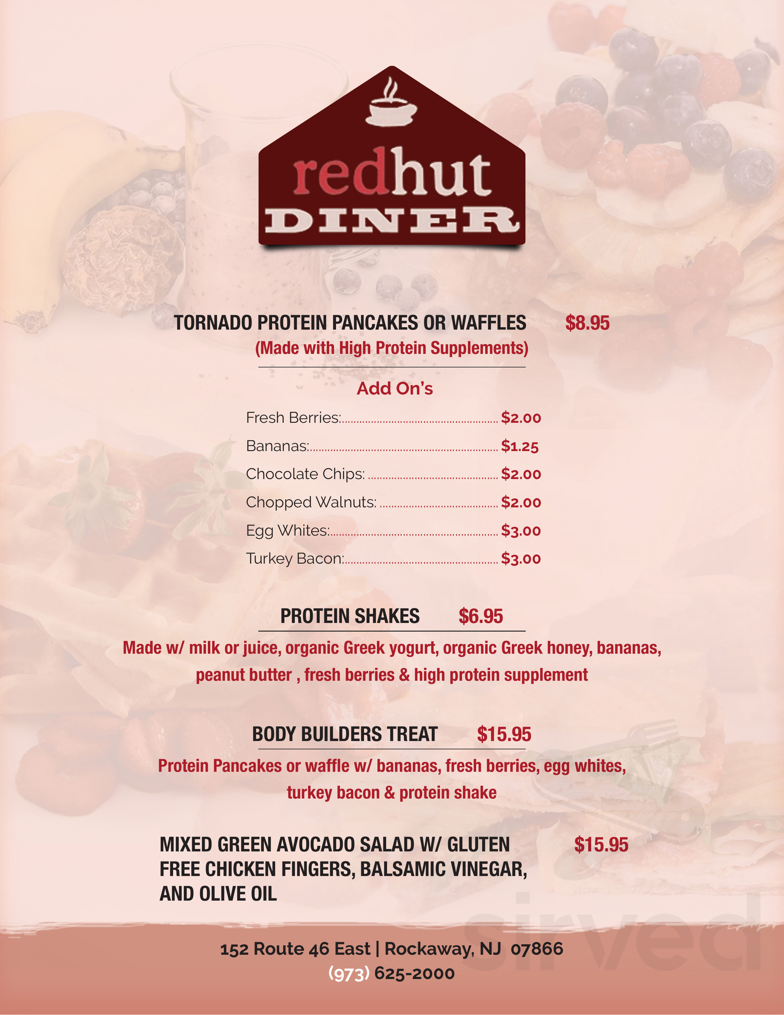 Menu for Red Hut Diner in Rockaway, NJ | Sirved