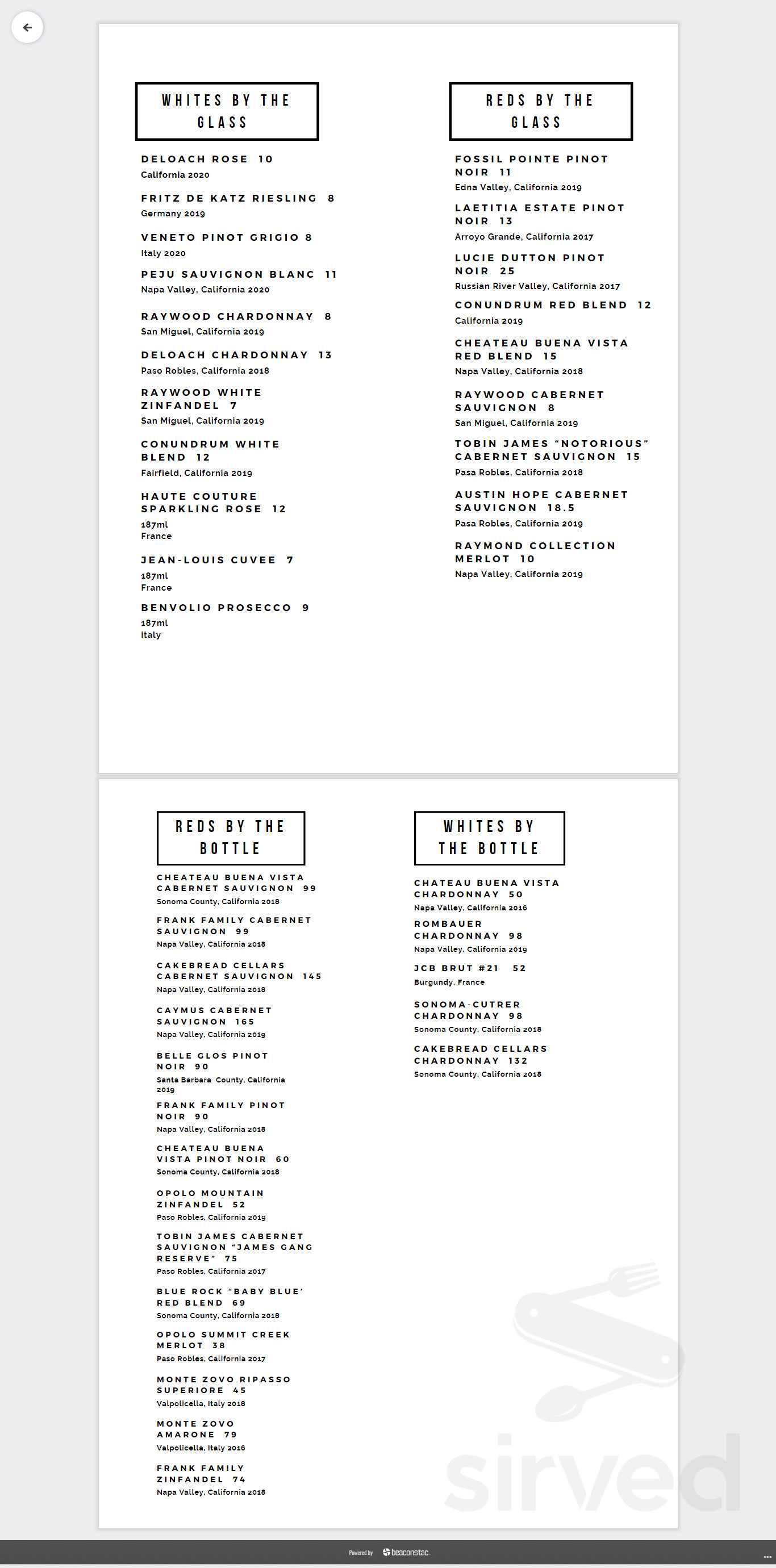 Menu for 121 Artisan Bistro in Lake Charles, LA | Sirved