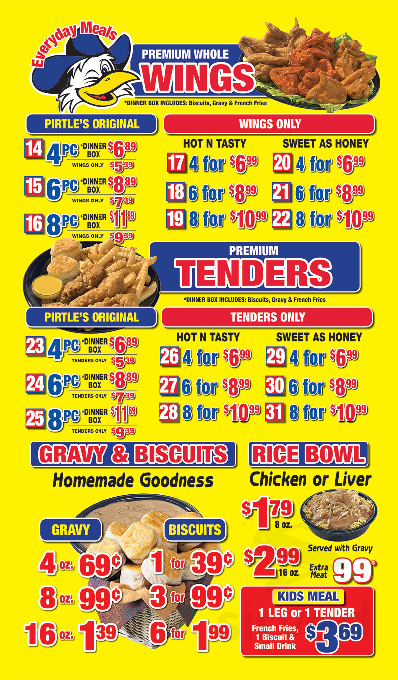 Menu - Memphis TN's Jack Pirtle's Chicken | Sirved