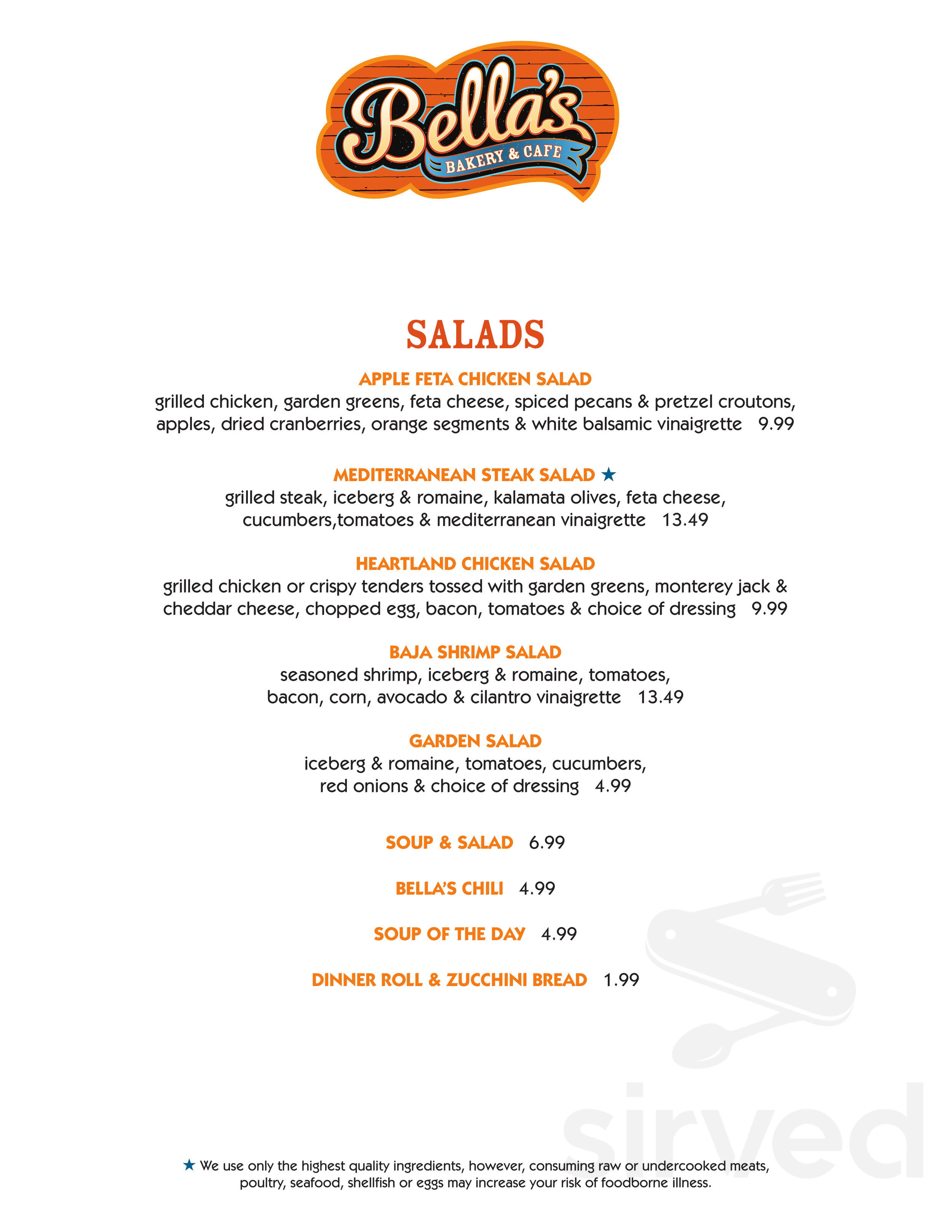 Bella's Bakery & Cafe menu in Council Bluffs, Iowa, USA